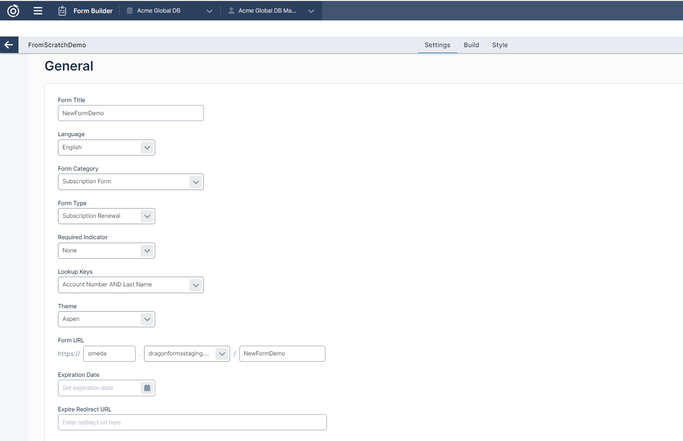 Form Builder – Settings